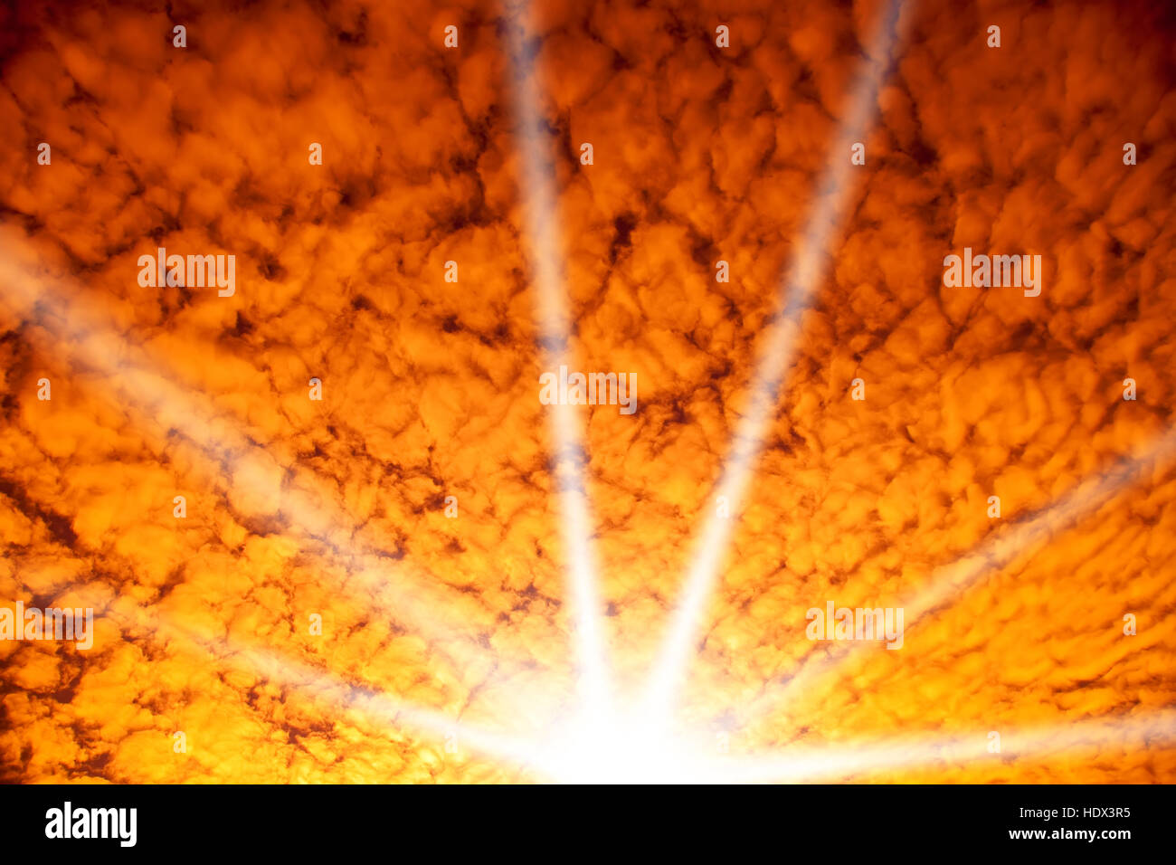 yellow sky with clouds at sunset Stock Photo - Alamy