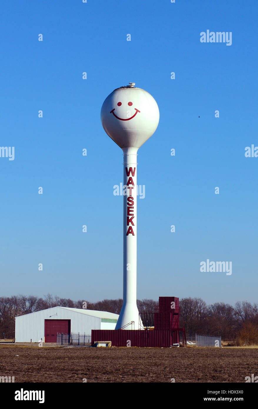 The water tower for the town of Watseka in Illinois Stock Photo - Alamy