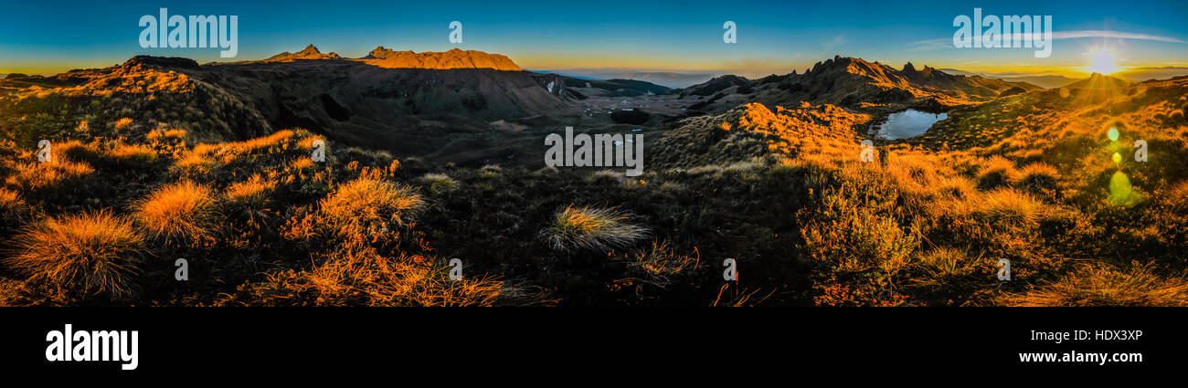 Panoramic photo of darkness in nature during sunrise near Mt. Giluwe in ...