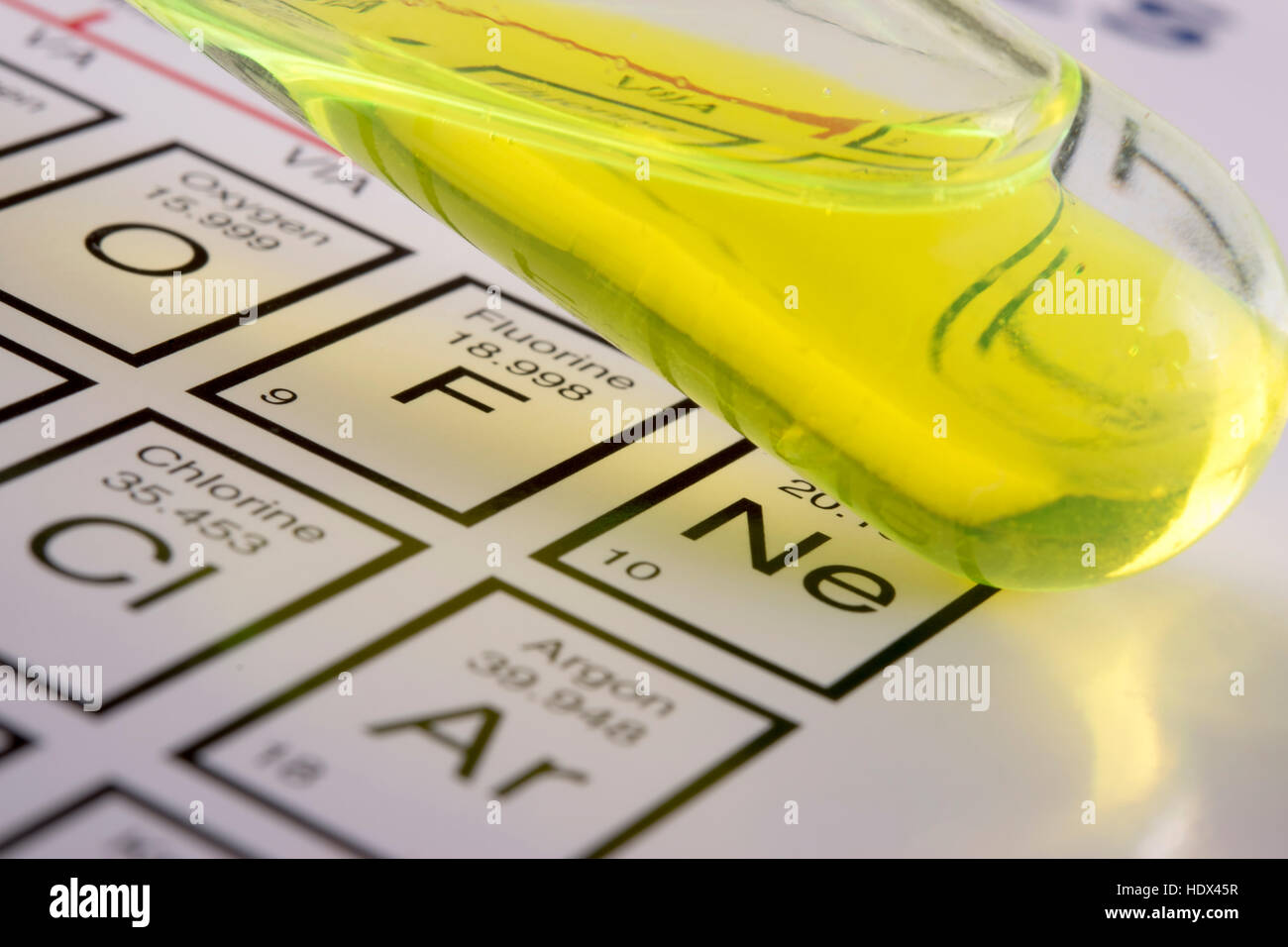 Neon in test tube with periodic table Stock Photo - Alamy