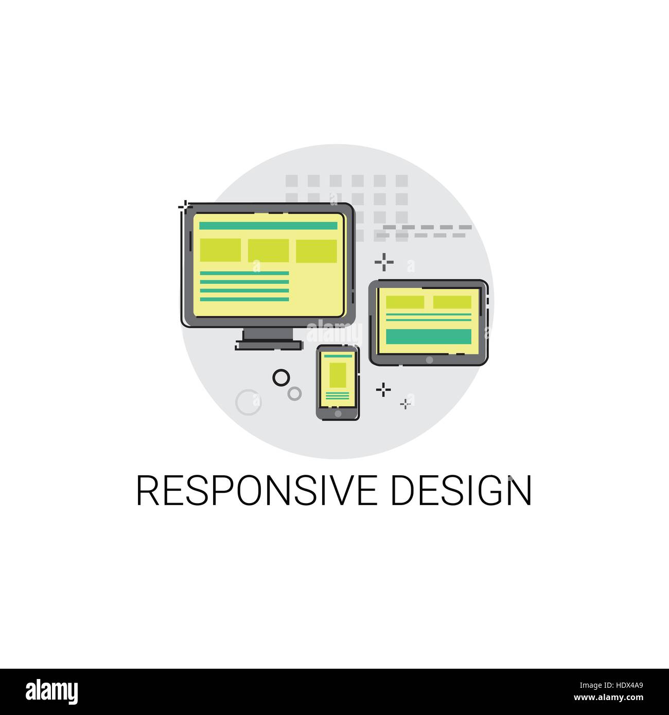 Responsive Design Phone Tablet Desktop Device Screen Icon Stock Vector ...