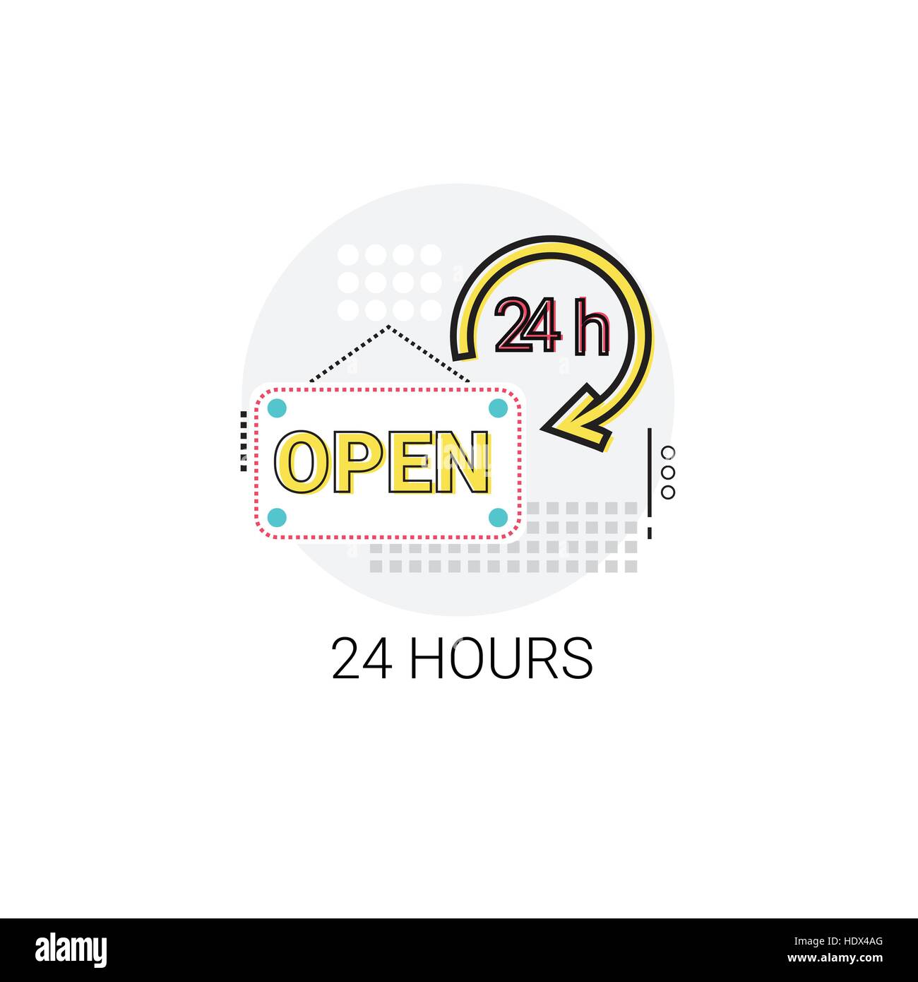 Open 24 Hours Working Time Label Icon Stock Vector Image & Art - Alamy