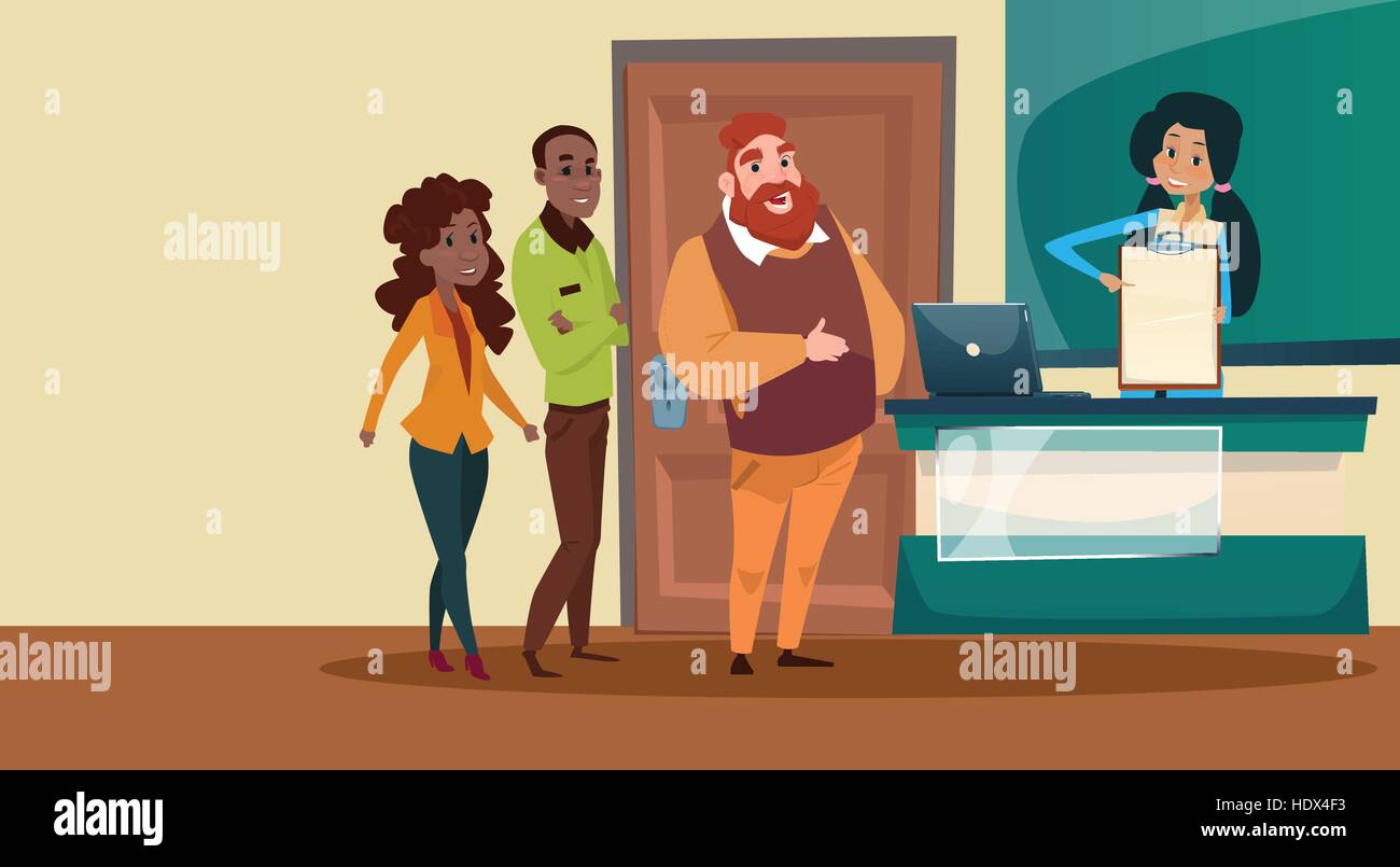 Mix Race Business People Group Reception Bar Modern Office Waiting Room ...