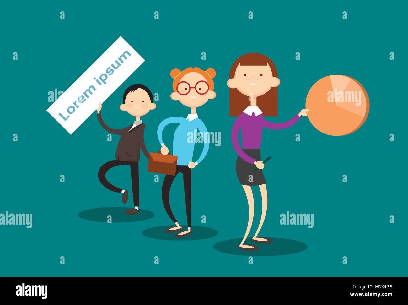 Business People Group With White Board, Signboard, Showing An Empty ...