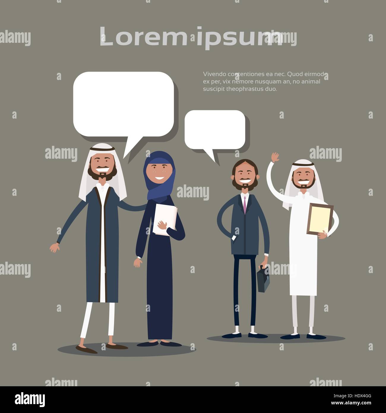 Successful Arab Business People Group Hold Contract Sign Document Stock ...