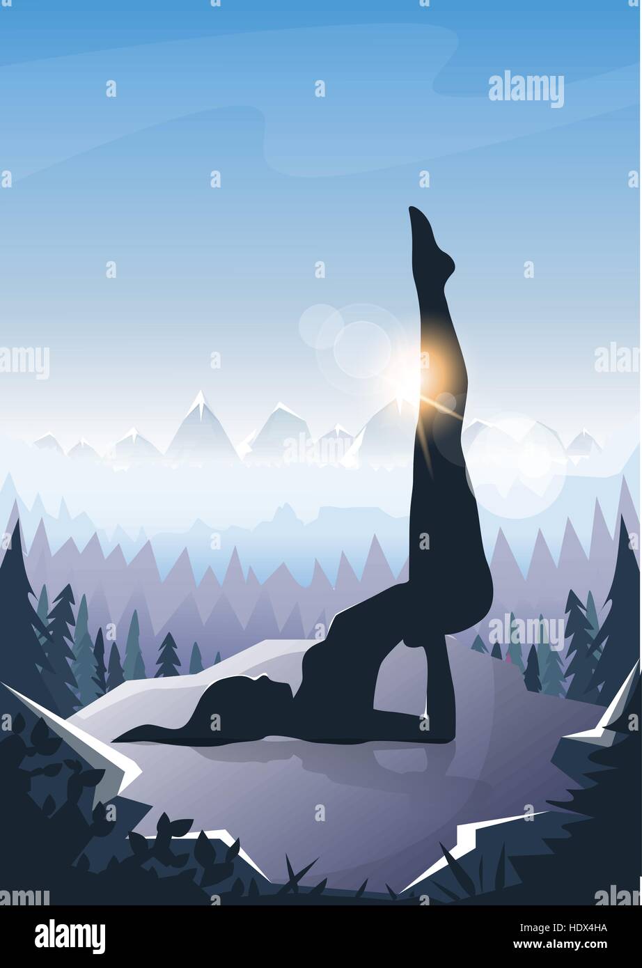 Girl Yoga Position Sport Fitness Woman Exercise Workout Silhouette ...