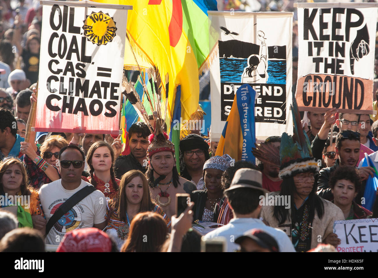 Climate March by NGOs, during UNFCCC COP22 climate change negotiations ...