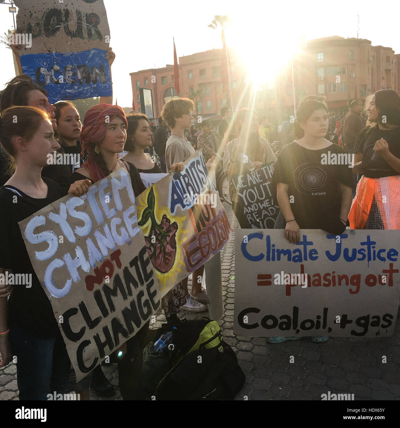 Climate March by NGOs, during UNFCCC COP22 climate change negotiations ...