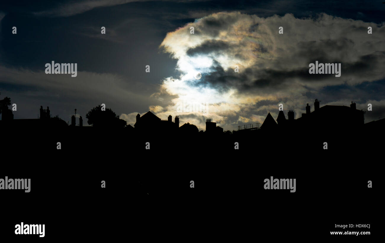 Town silhouette in sunlight Stock Photo - Alamy