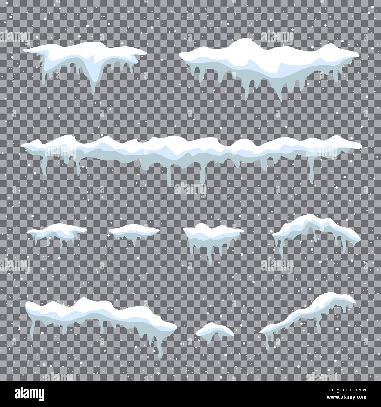 Winter snowdrift on blue background. Snow cap element. Cartoon ice and ...