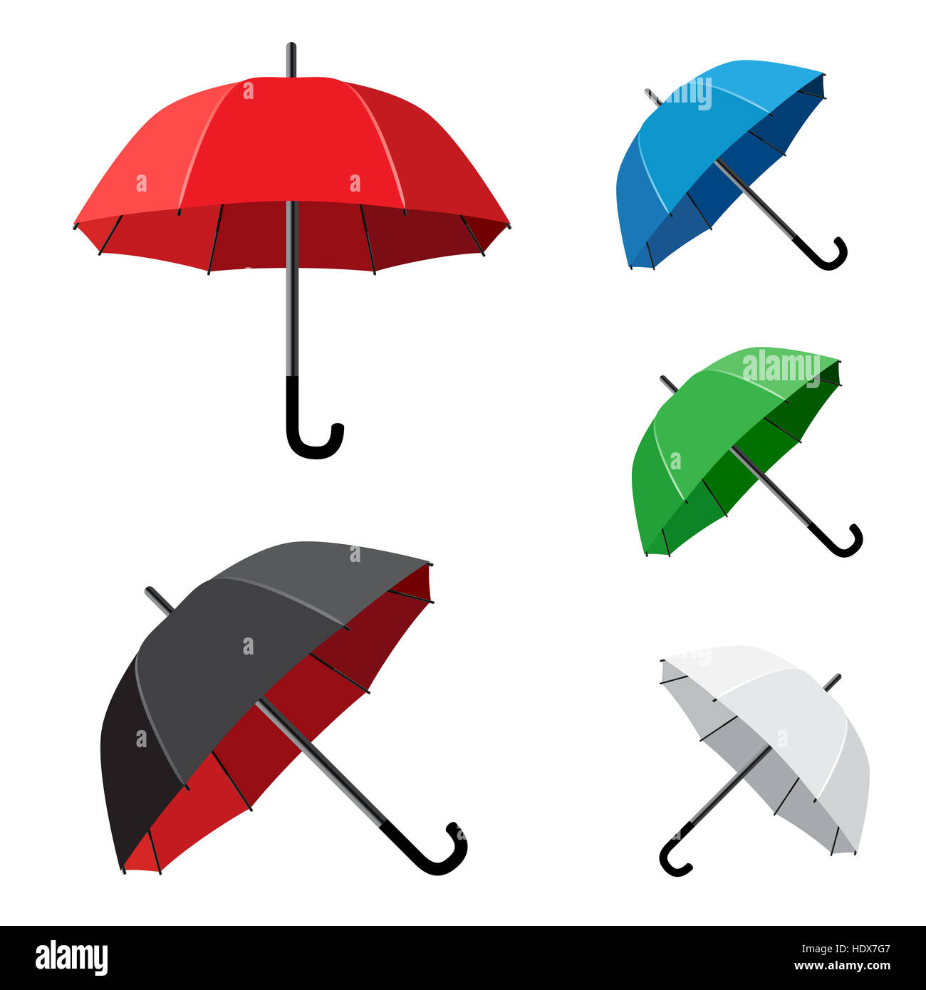 The simple different umbrellas isolated on white background Stock Photo ...