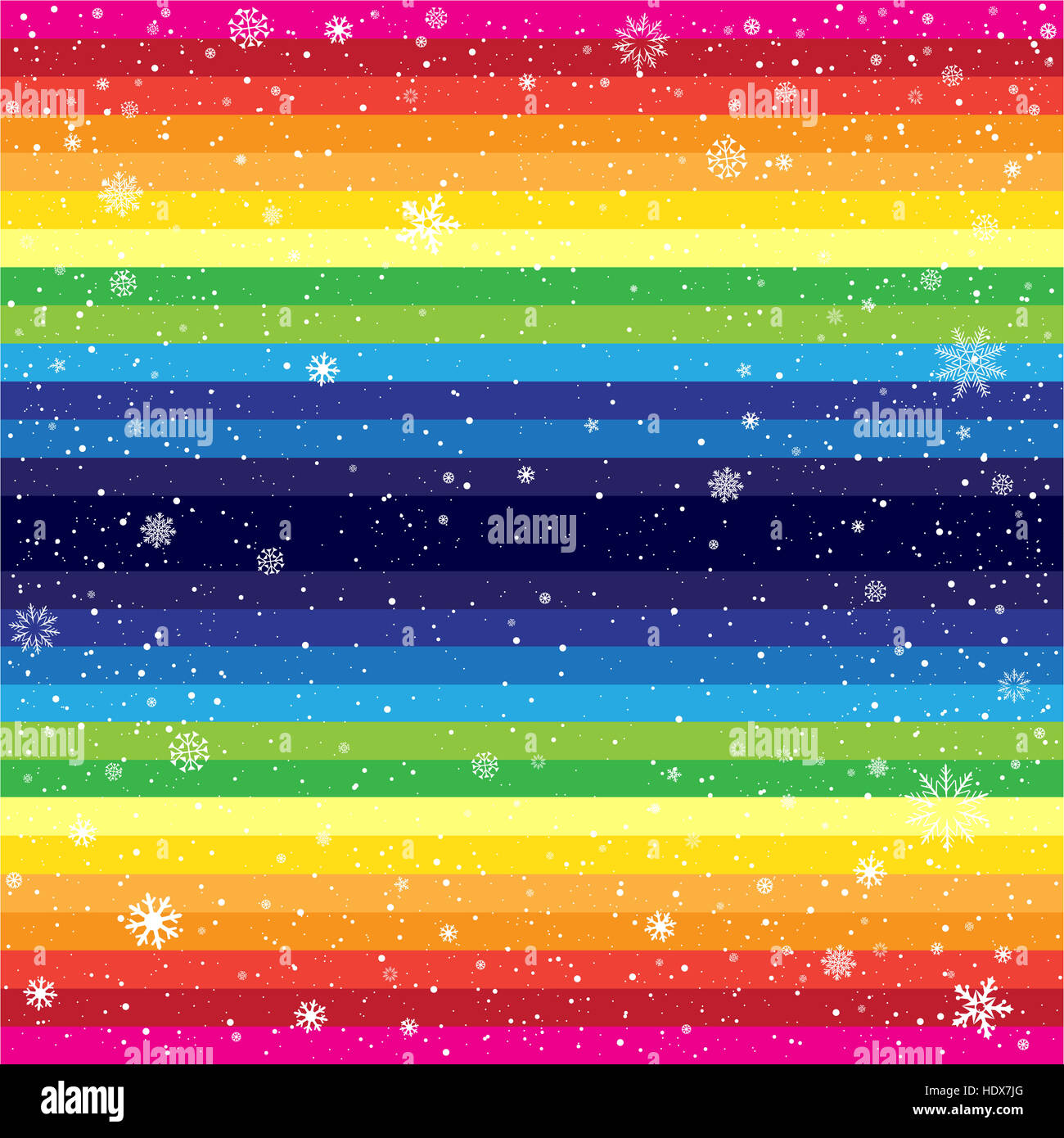 Rainbow horizontal striped snow background. Marry Christmas and Happy ...