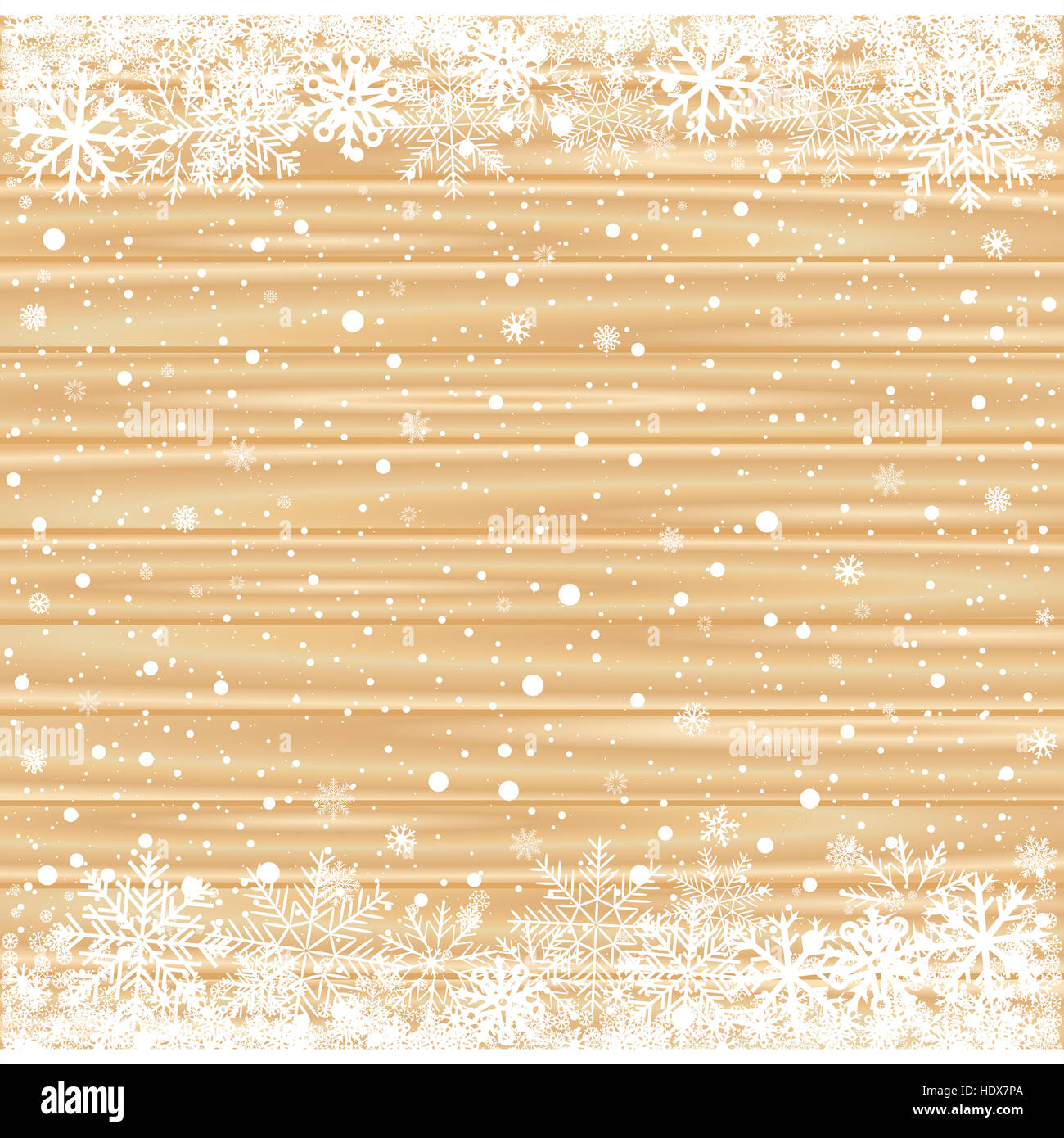 Snow and light brown wood backdrop. Christmas bright wooden background ...