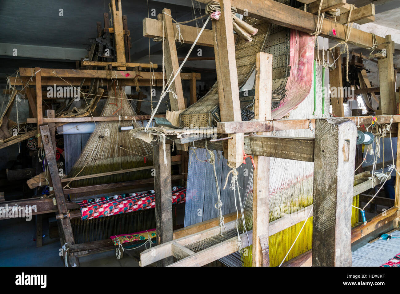 Old traditional looms for weaving the material for the Dhaka topi, the ...