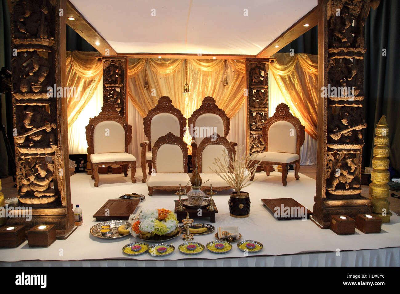 Temple ready for a wedding ceremony at the Shri Venkateswara (Balaji ...