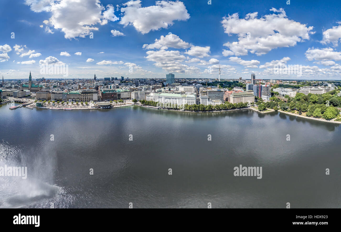 Hamburg Inner Alster Lake HDR Panorama Stock Photo - Alamy