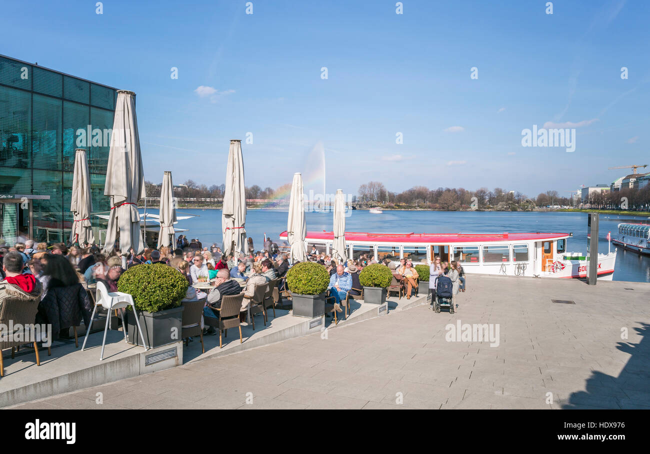 Hamburg Inner Alster Lake with Fountain Stock Photo - Alamy