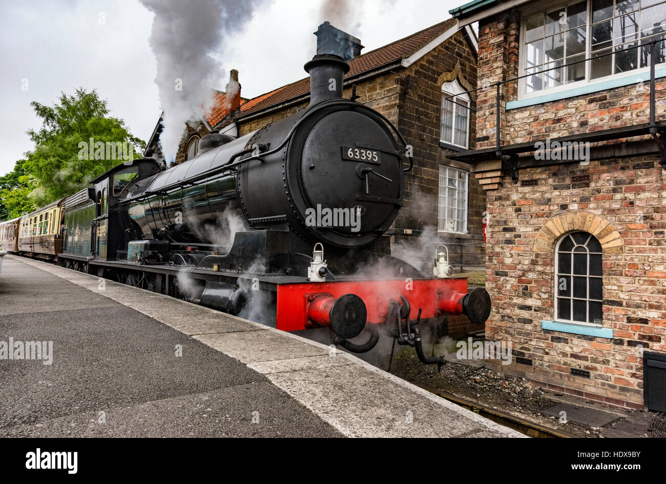 The Pullman diner leaving Grosmont station on the North York Moors ...