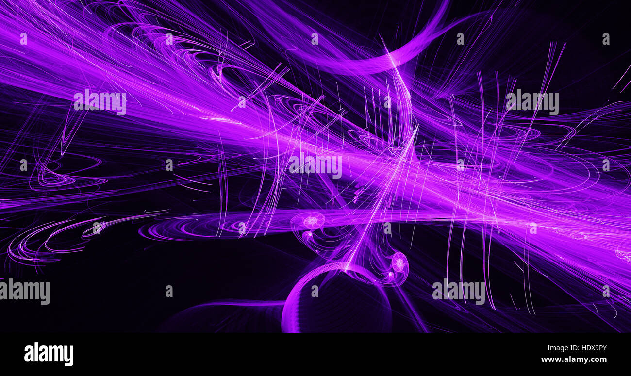 Abstract Design In Pink And Purple Lines Curves Particles On Dark ...