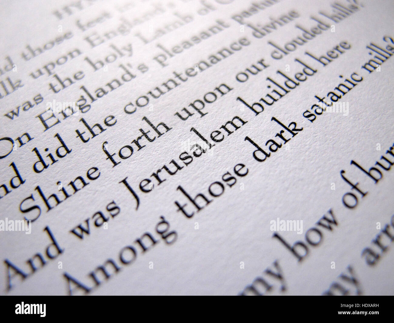 Text of Jerusalem on a hymn sheet, written by William Blake in the ...