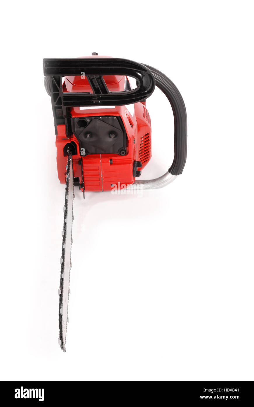 Red professional chainsaw isolated on white background Stock Photo - Alamy