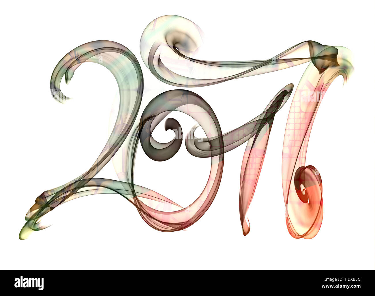 2017 isolated numbers written with white smoke or flame light on white ...