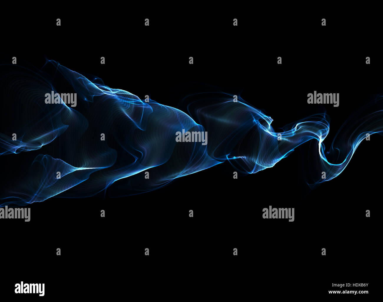 abstract blue wavy smoke flame over black background Stock Photo - Alamy
