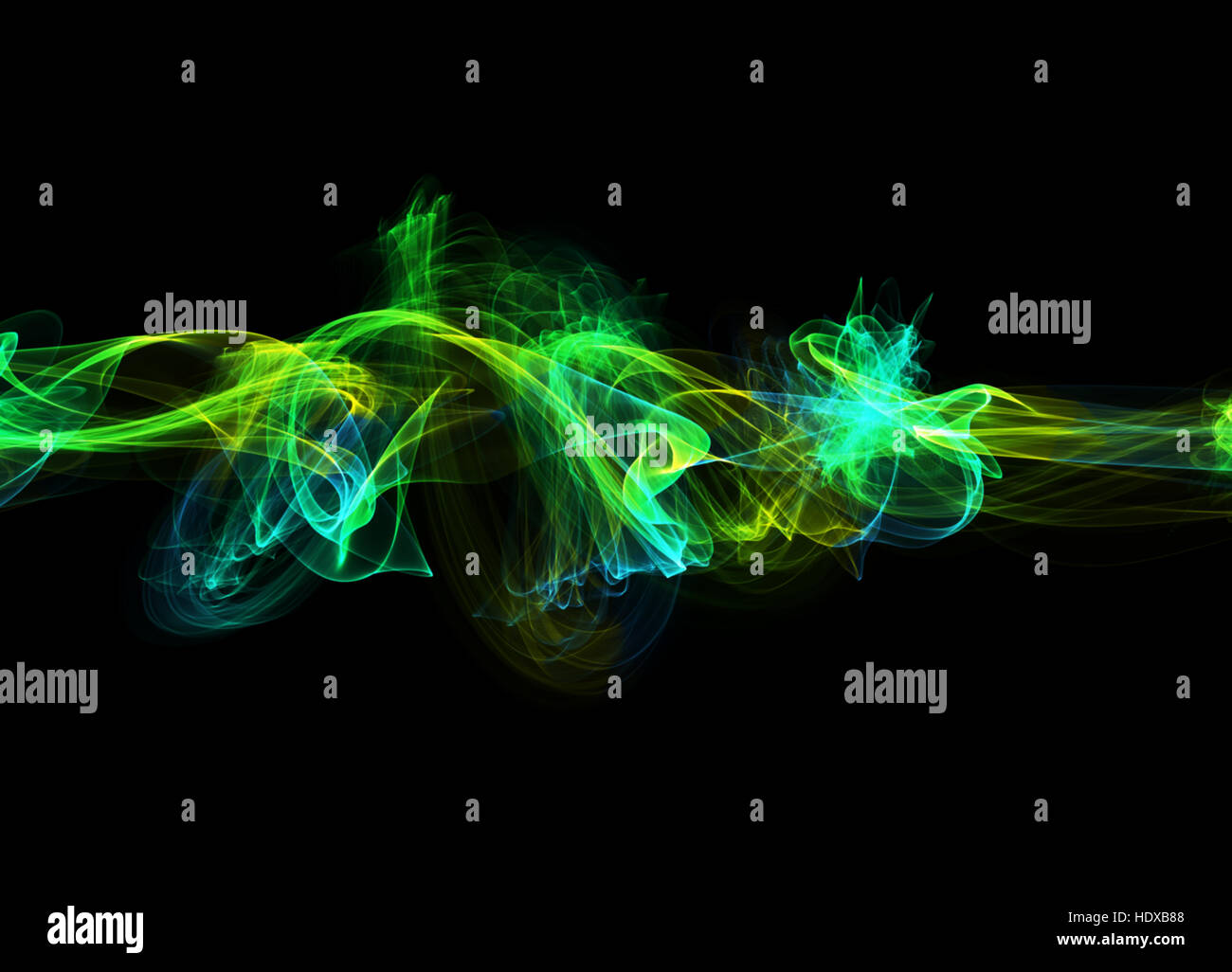 abstract green wavy smoke flame over black background Stock Photo - Alamy