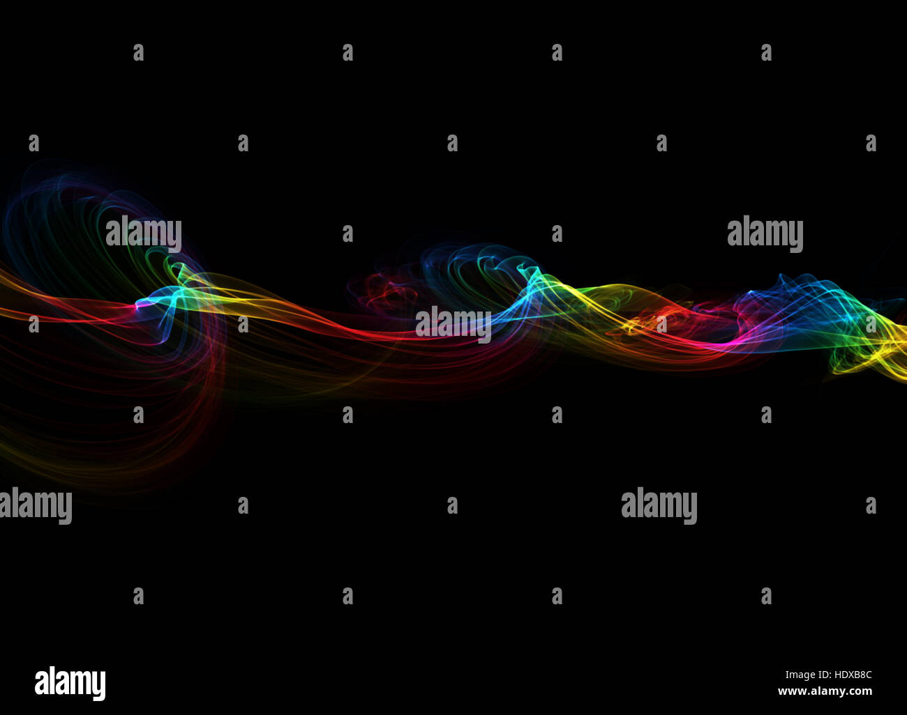 abstract colorful wavy smoke flame over black background Stock Photo ...