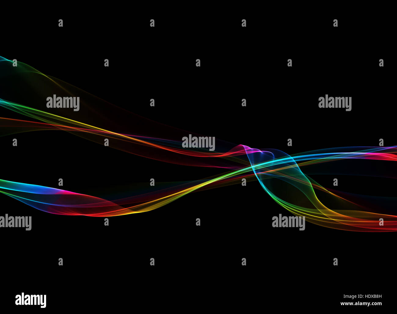 abstract colorful wavy smoke flame over black background Stock Photo ...