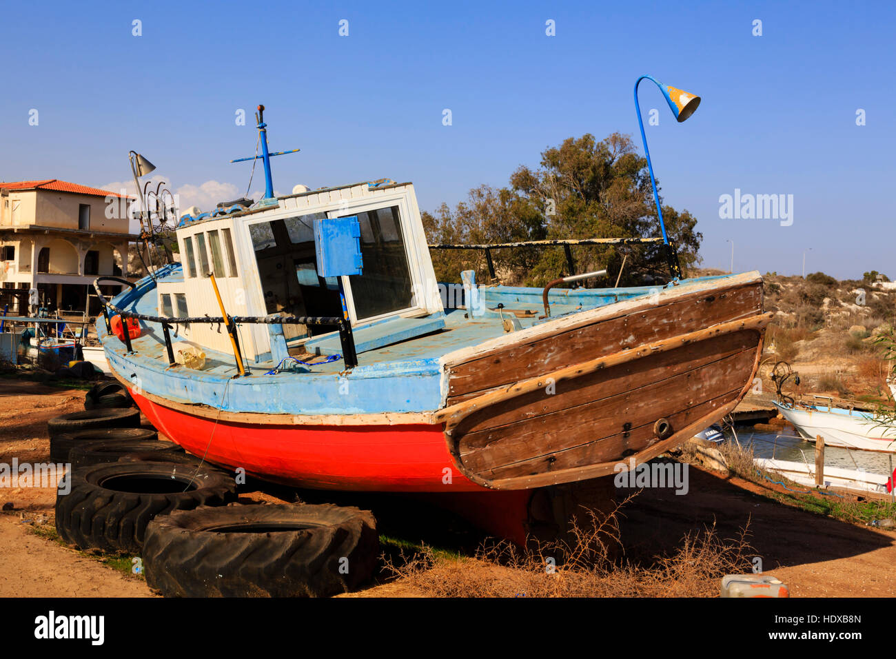 Old fishing boat, Potamos Creek, Cyprus Stock Photo - Alamy