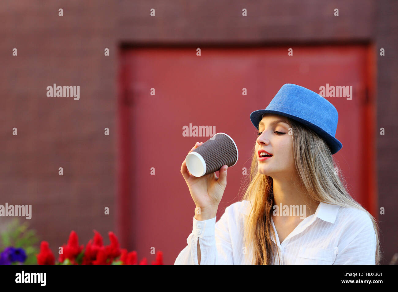 Young woman with coffee Stock Photo - Alamy
