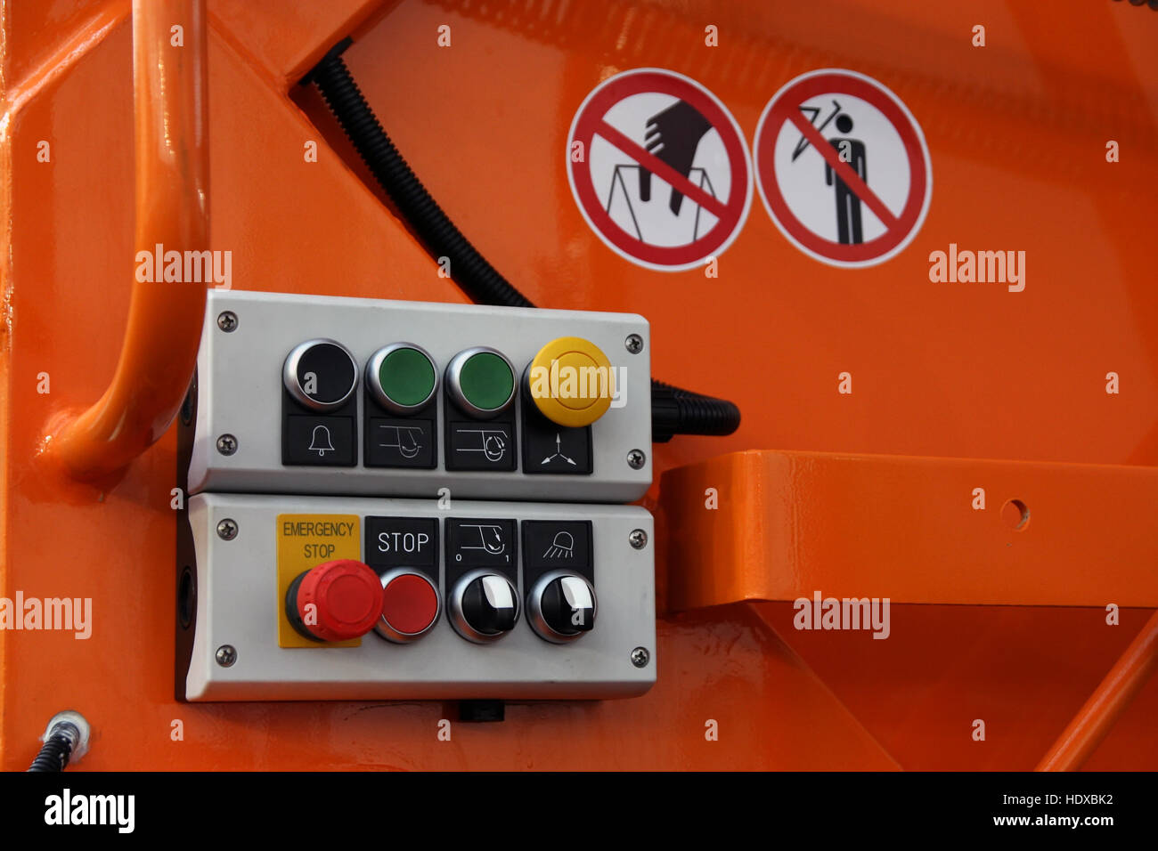 Garbage truck control panel. Recycling truck. Waste disposal truck ...