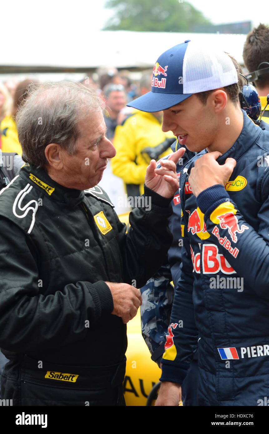 Former rally driver Jean Ragnotti with Pierre Gasly, French formula 1 ...