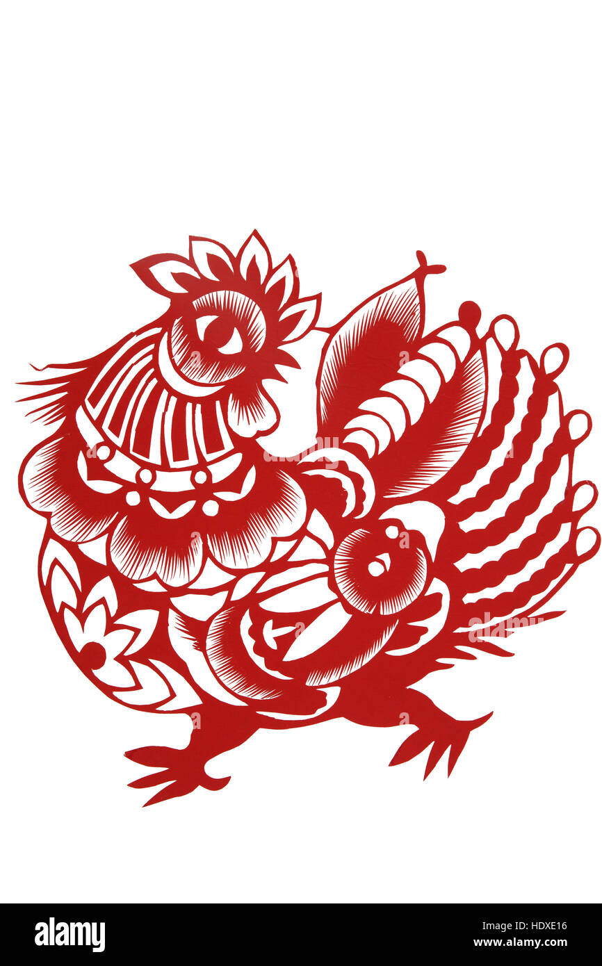 Paper cutting chicken Stock Photo - Alamy