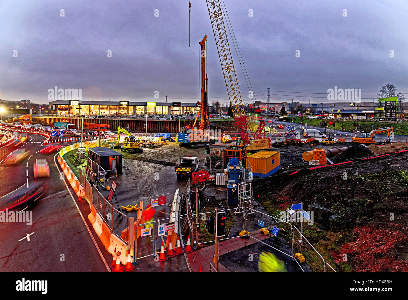 Silverlink Mall roundabout road works Owen Pugh Stock Photo - Alamy