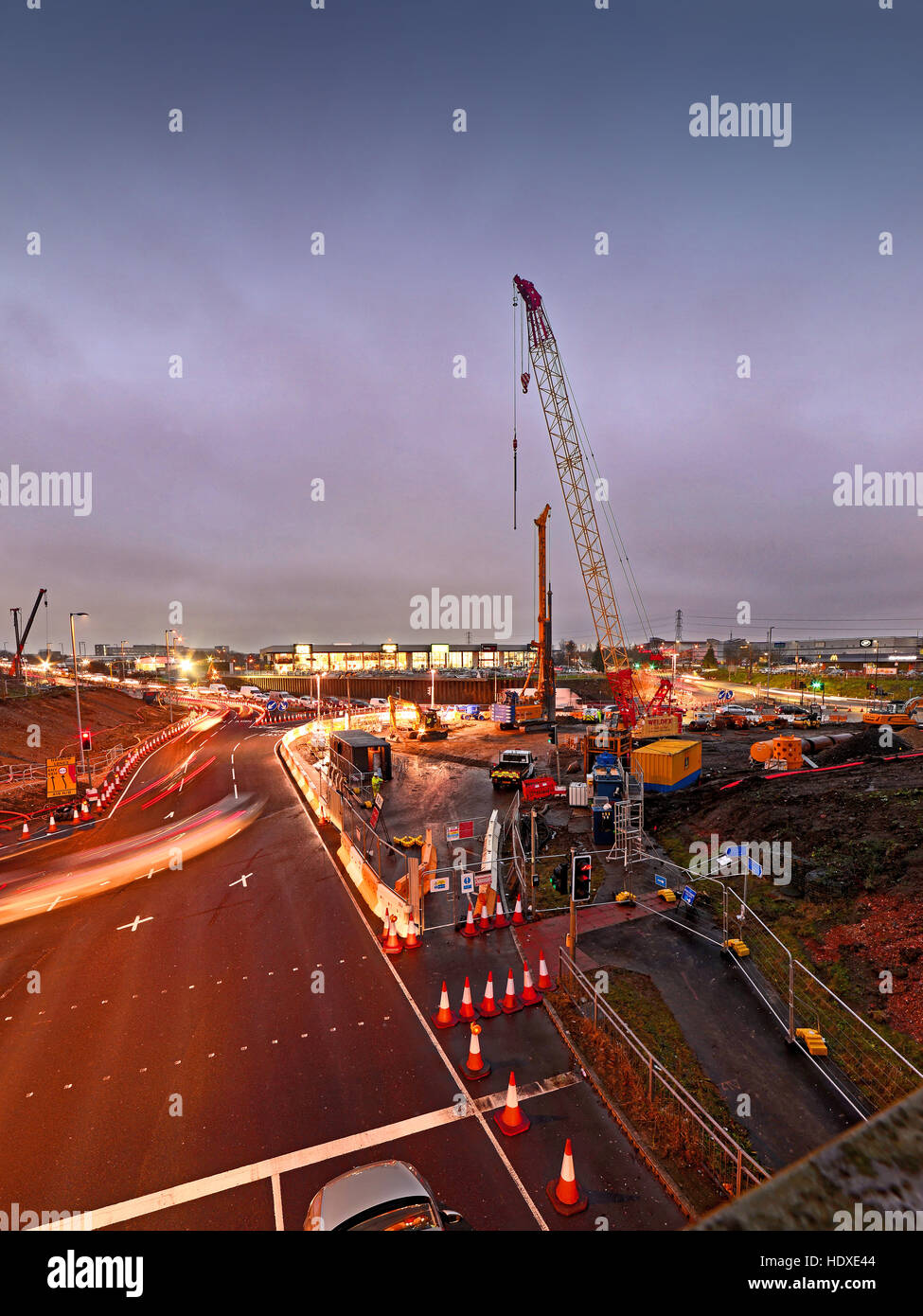 Silverlink roundabout road works Owen Pugh in rain Stock Photo - Alamy