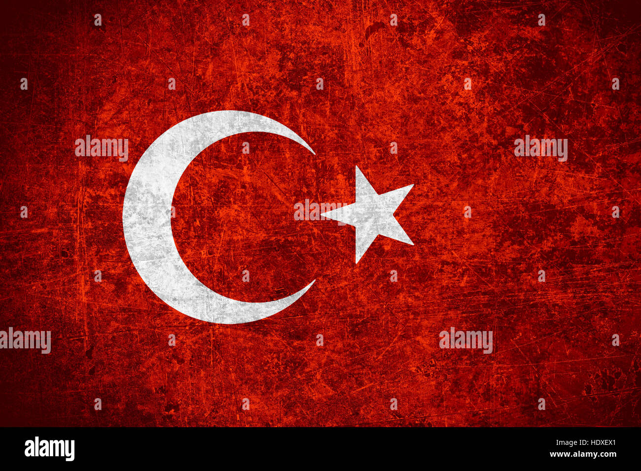 flag of Turkey or Turkish banner on scratched vintage texture Stock ...