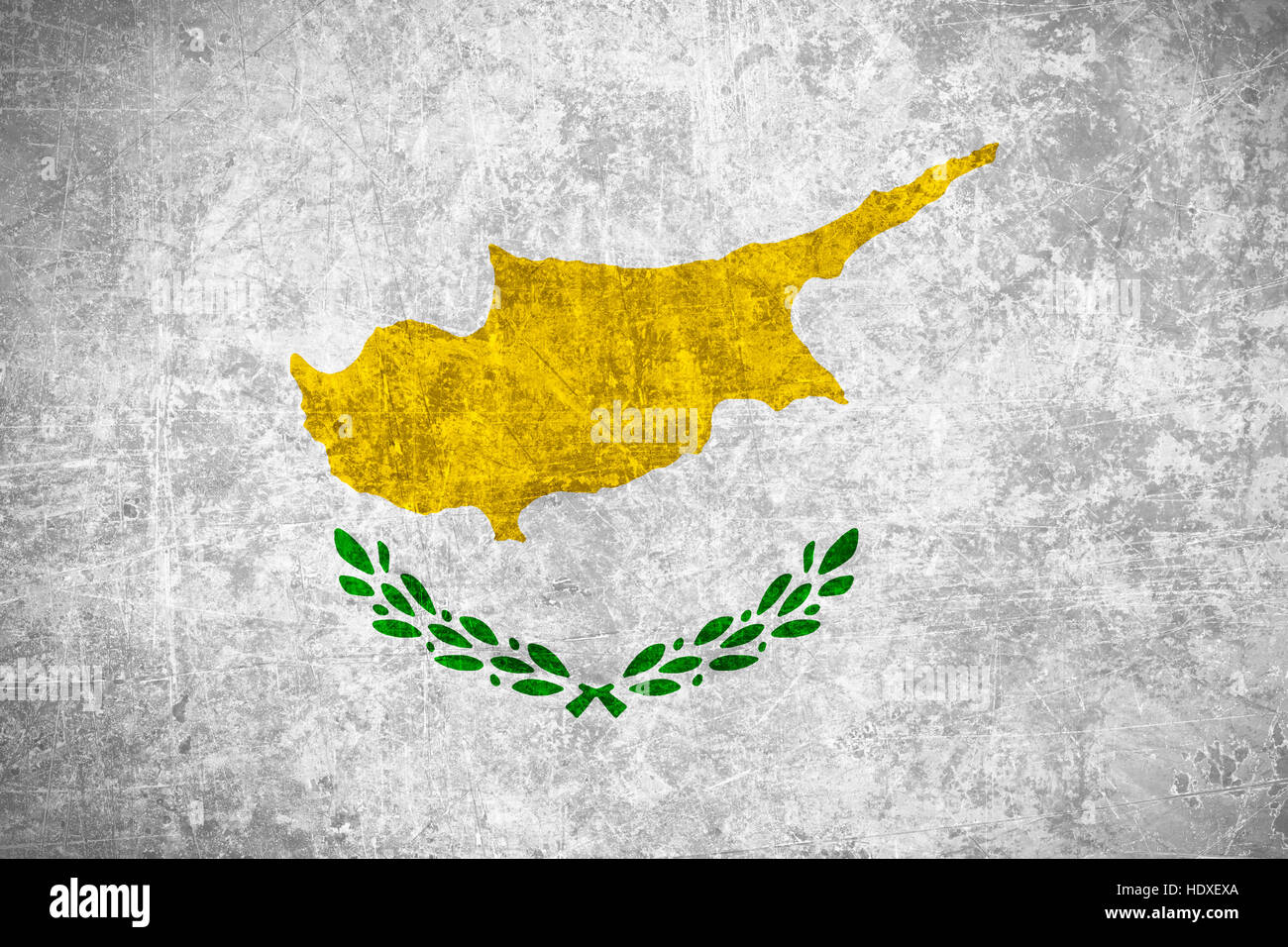 flag of Cyprus or Cypriot banner on scratched vintage texture Stock ...