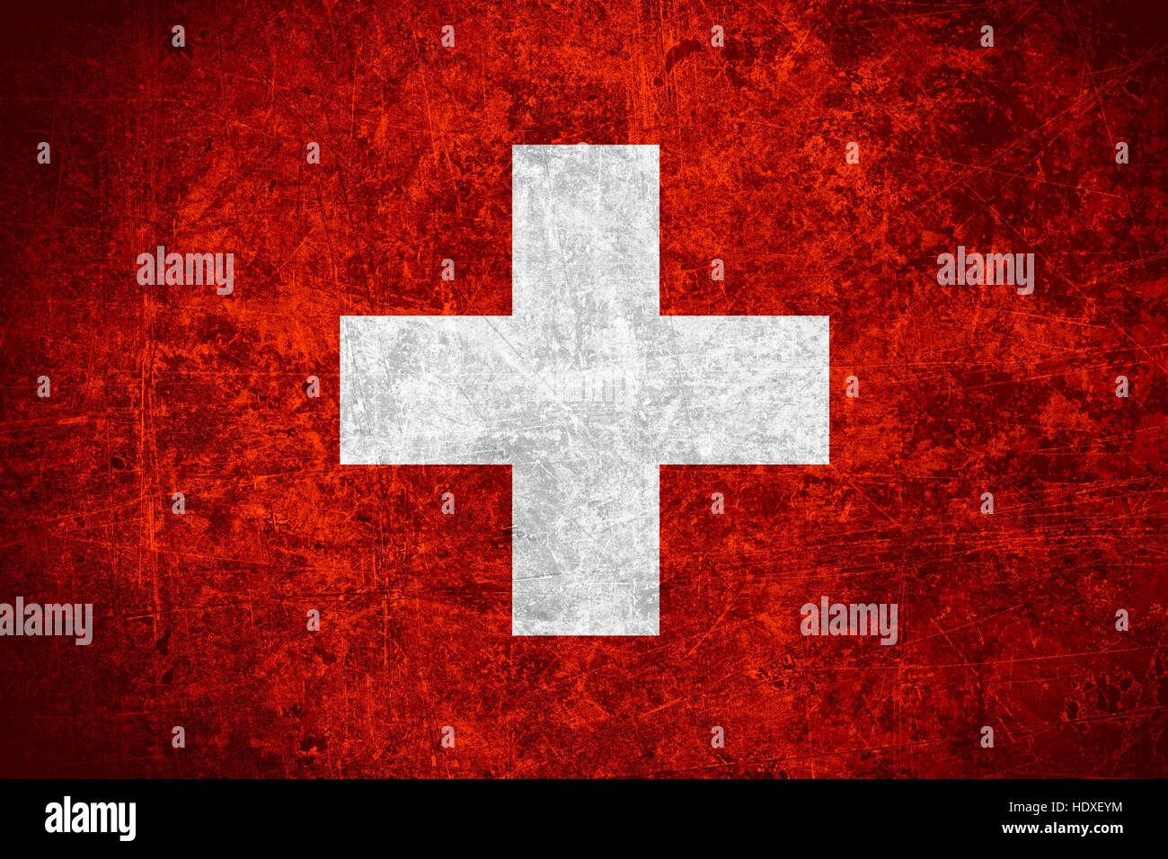 flag of Switzerland or Swiss banner on scratched vintage texture Stock ...