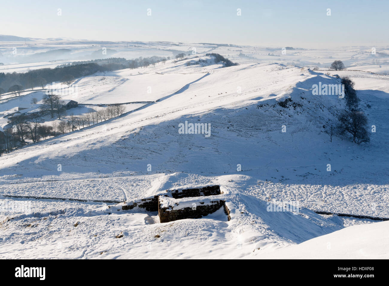 Hadrian's Wall, Turret 44B near Walltown Farm, under a covering of snow ...
