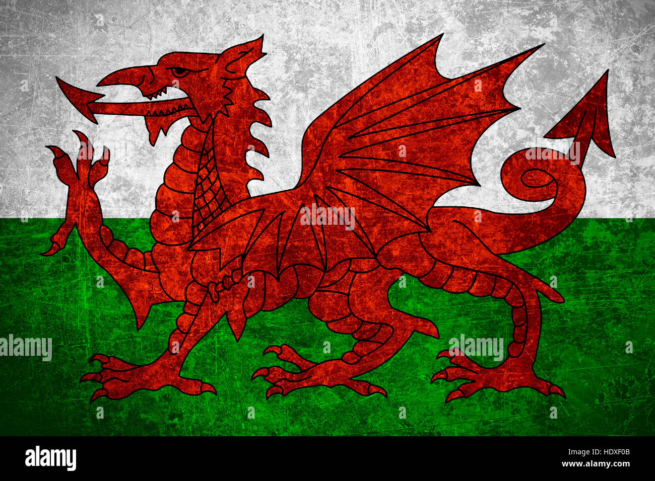 flag of Wales or Welsh banner on scratched vintage texture Stock Photo ...
