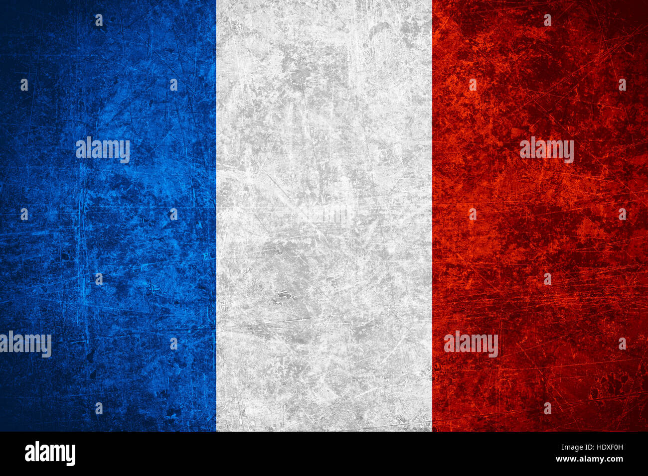 flag of France or French banner on scratched vintage texture Stock ...
