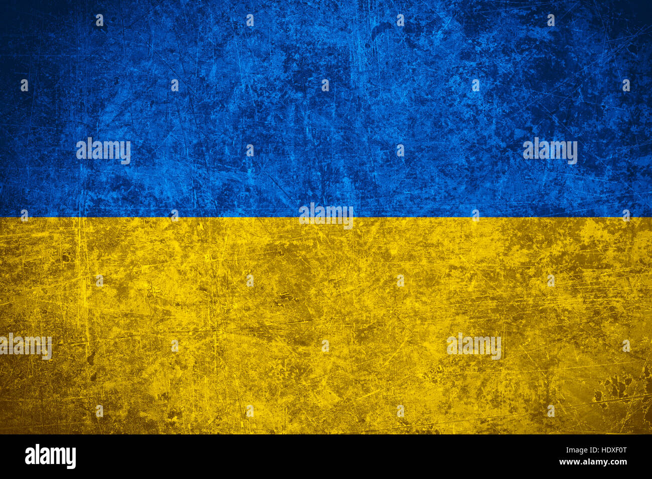 flag of Ukraine or Ukrainian banner on scratched vintage texture Stock ...