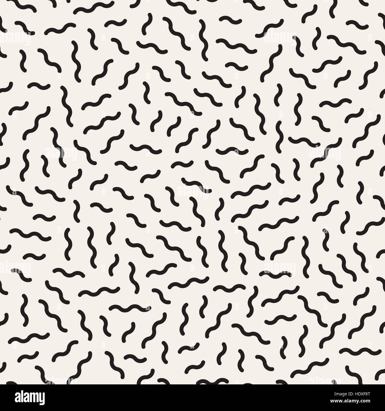 Vector Seamless Black And White Wavy Jumble Shapes Pattern. Abstract ...