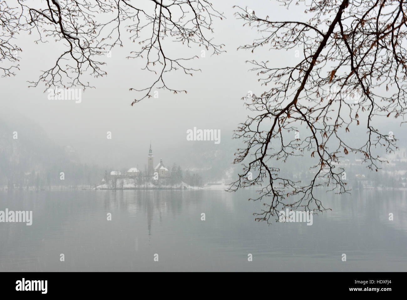 Lake Bled in Winter, Julian Alps, Slovenia Stock Photo - Alamy