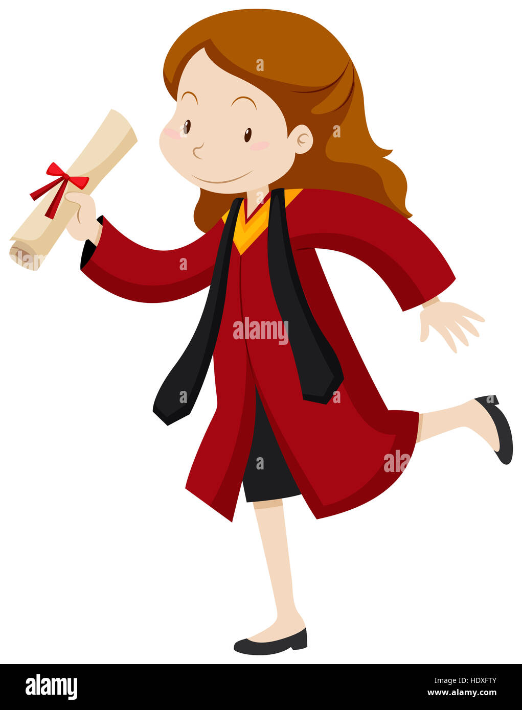 Woman in red graduation gown illustration Stock Photo - Alamy