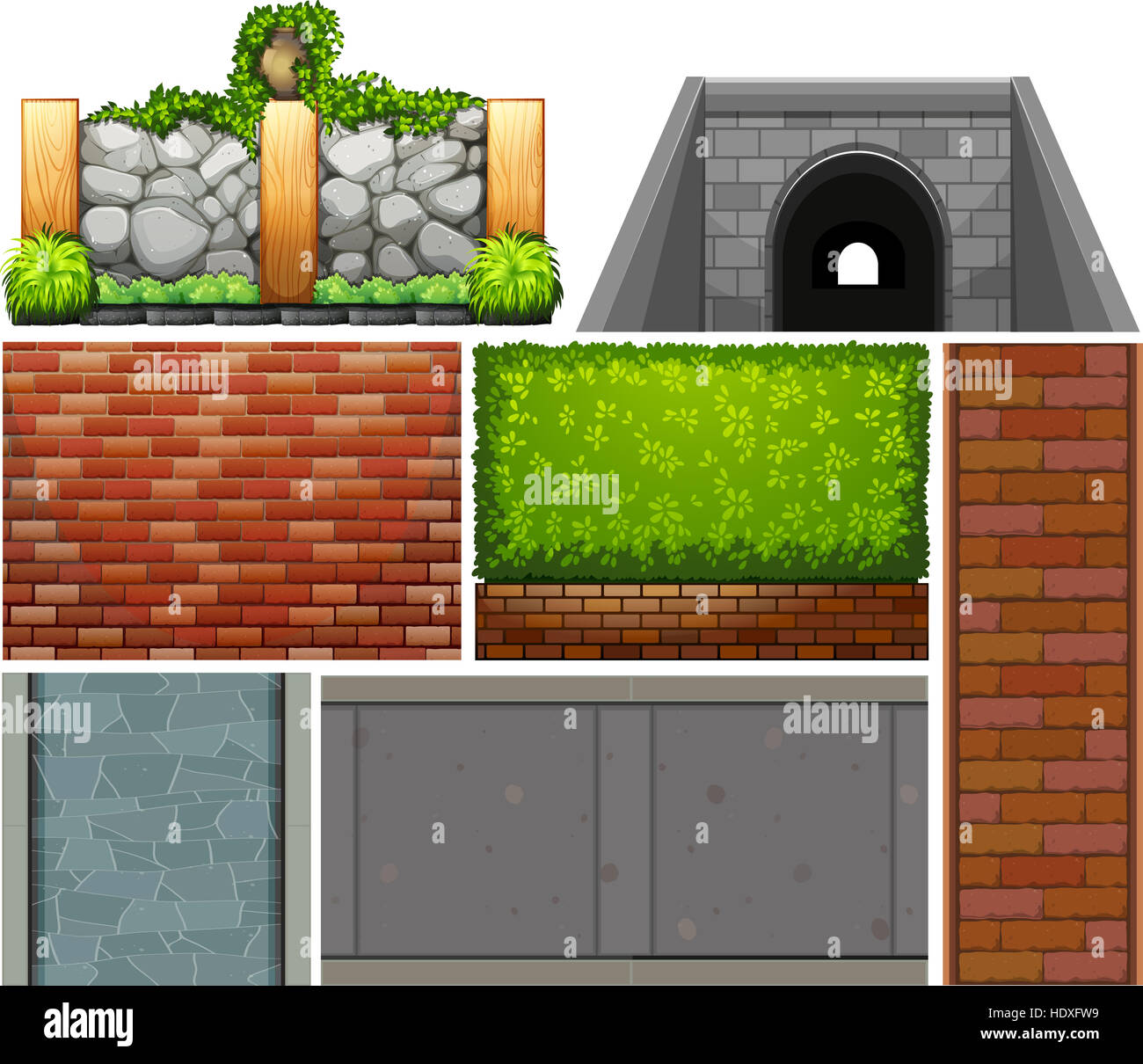 Different design of wall and footpaths illustration Stock Photo - Alamy