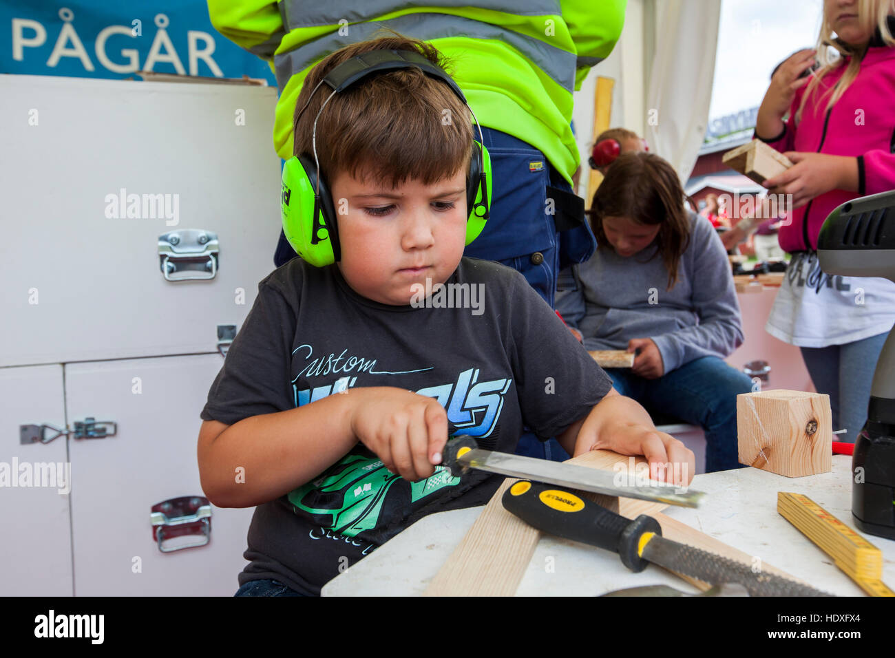 Little boy with his carpentry Stock Photo - Alamy