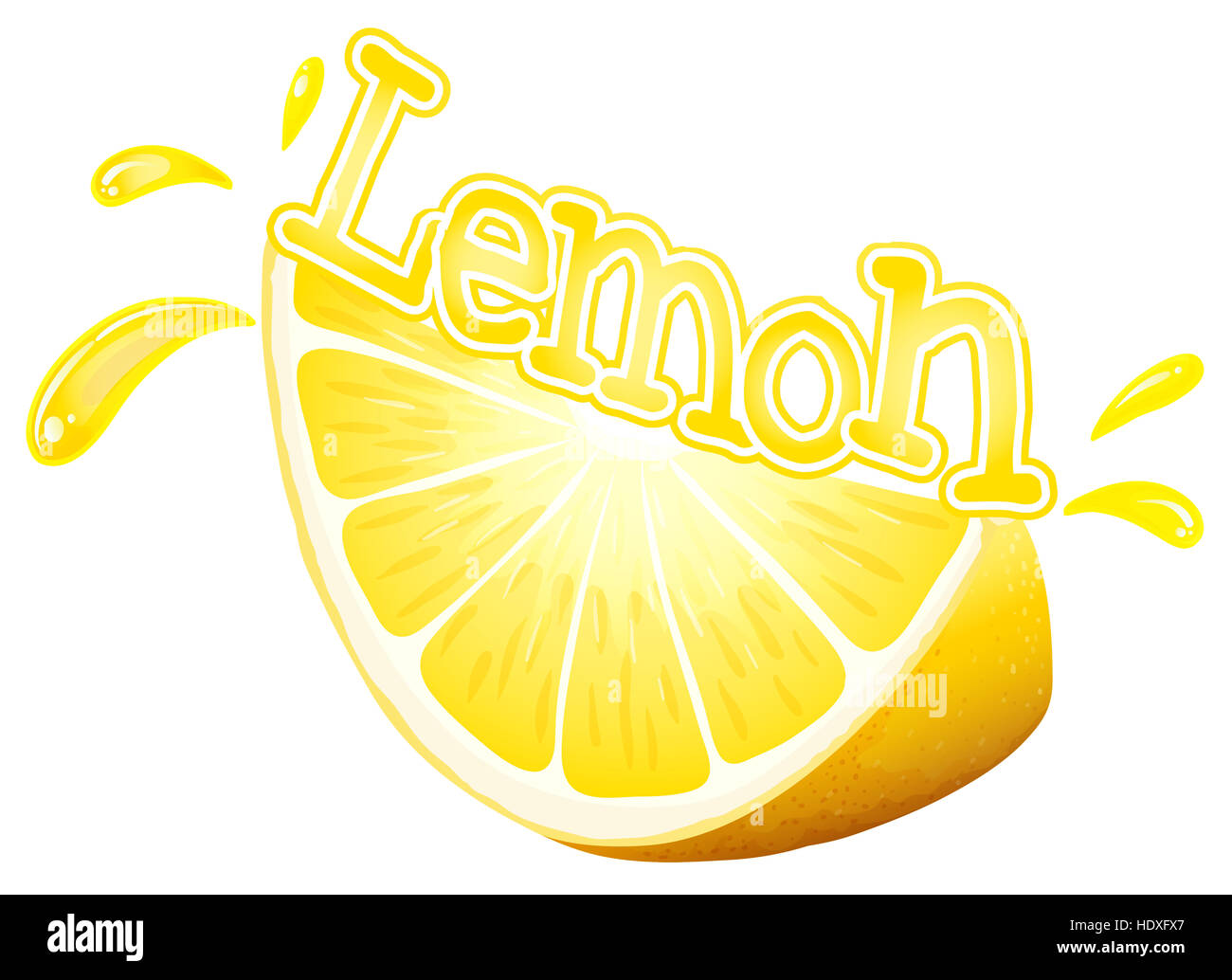 Font design for word lemon with fresh slice of lemon illustration Stock ...